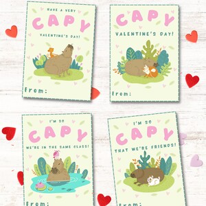 Printable Capybara Valentine's Day Cards | Capybara Classroom Valentine ...
