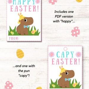 Printable Easter Tags | Capybara Pun Treat Tag | Easter Basket Tags ...