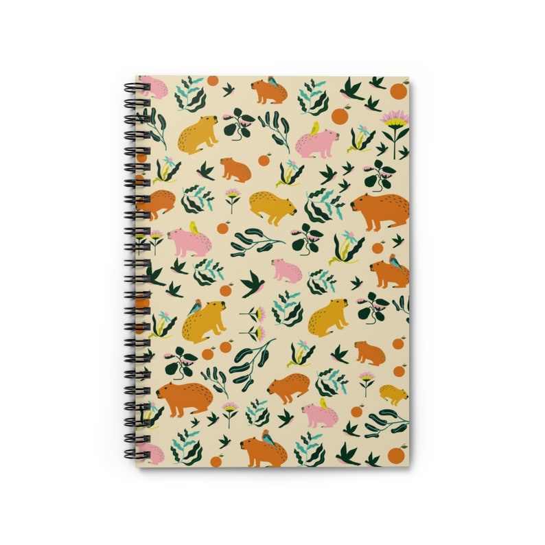 Capybara Spiral Notebook Nature Ruled Line Journal Birds - Etsy