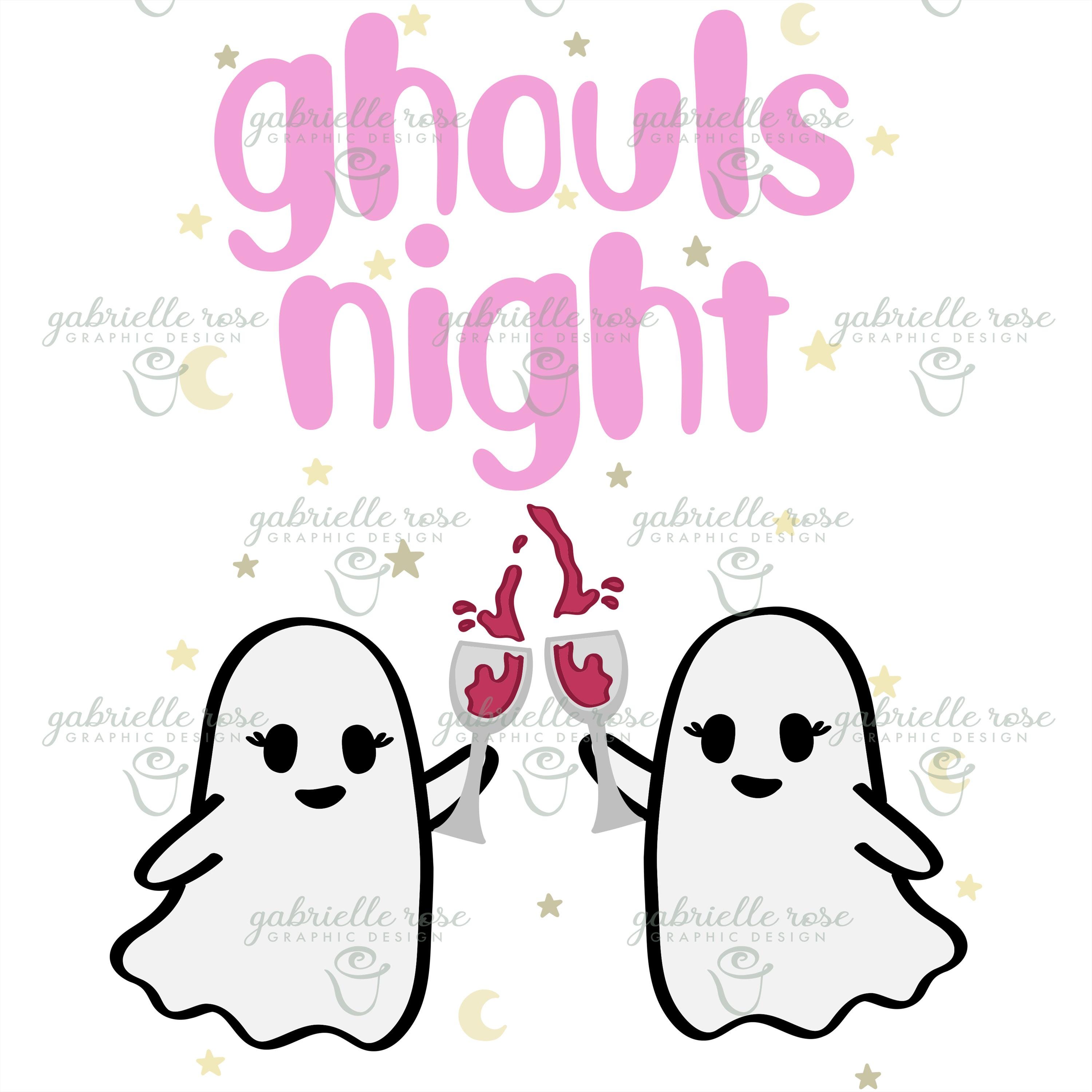Ghouls Night PNG Halloween Ghost Wine Night Digital Download Graphic ...