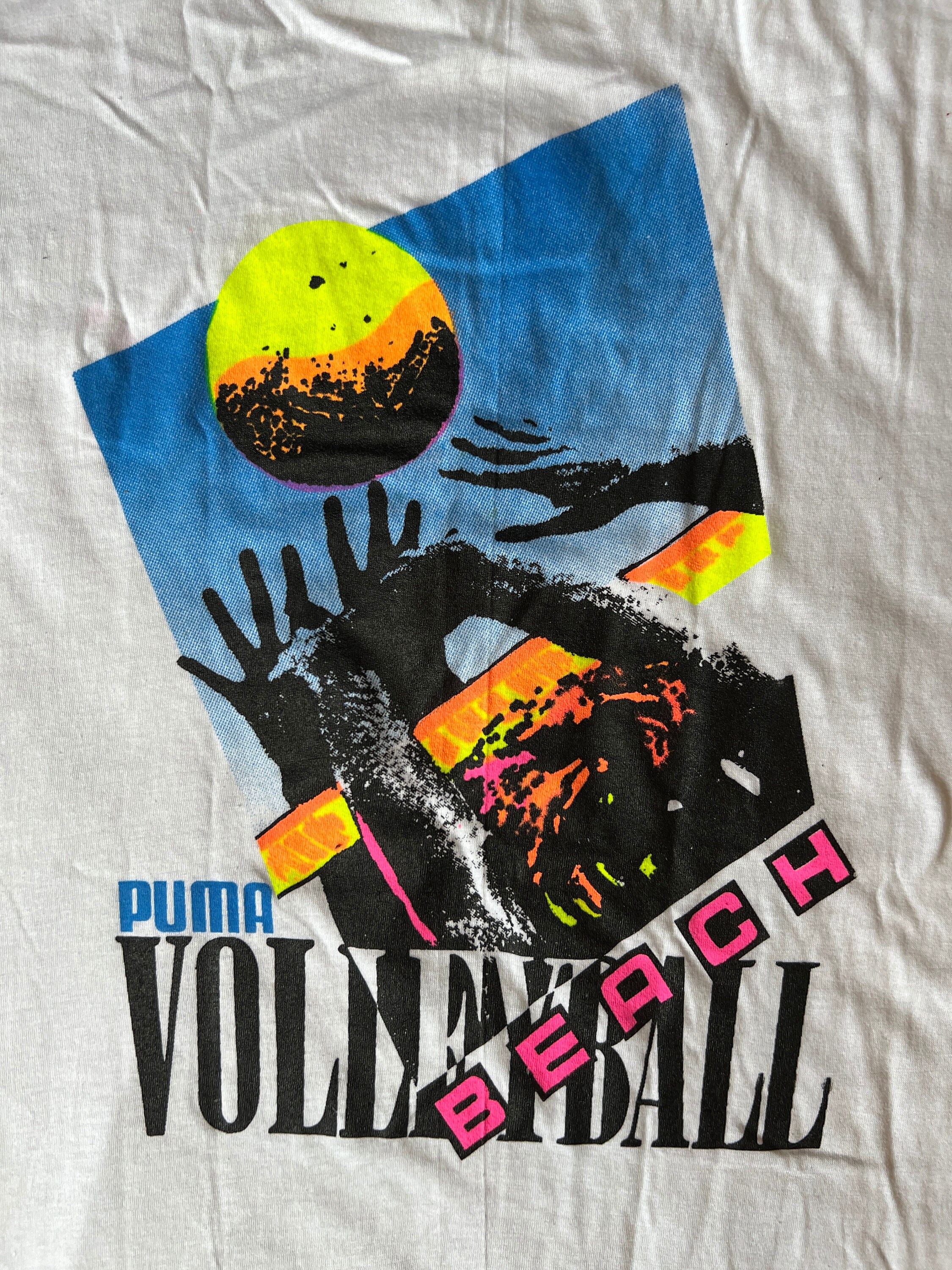 Vintage 90s Puma Beach Volleyball T-shirt: Neon Streetwear, Size L - Etsy