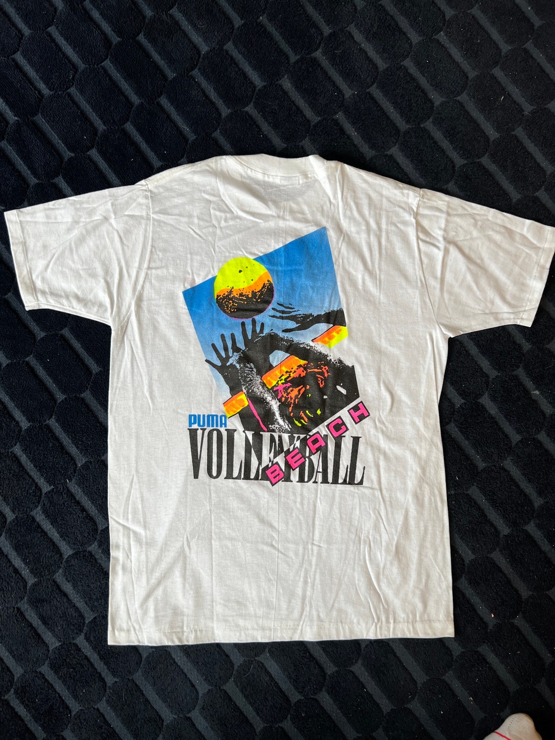 Vintage 90s Puma Beach Volleyball T-shirt: Neon Streetwear, Size L - Etsy