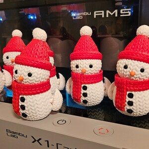 3D Printed Snowman Woven Texture Snowman Articulated Snowman Christmas ...