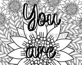 Inspirational Flower Mandala Coloring Page, Digital Download, PDF ...
