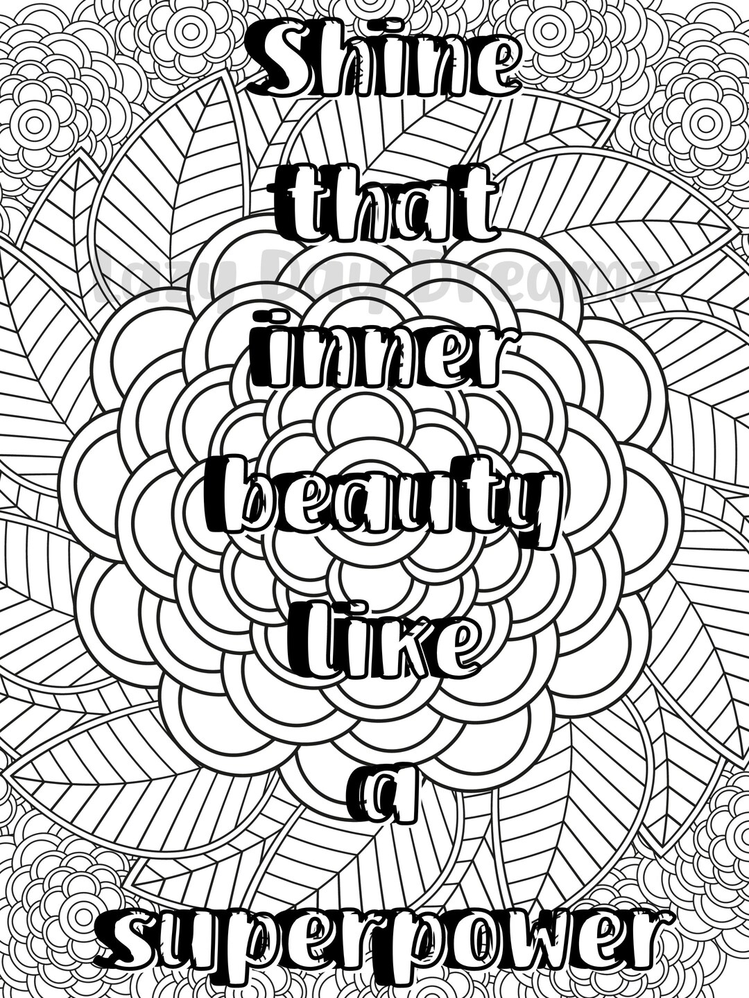 Inspirational Flower Mandala Coloring Page, Digital Download, PDF ...