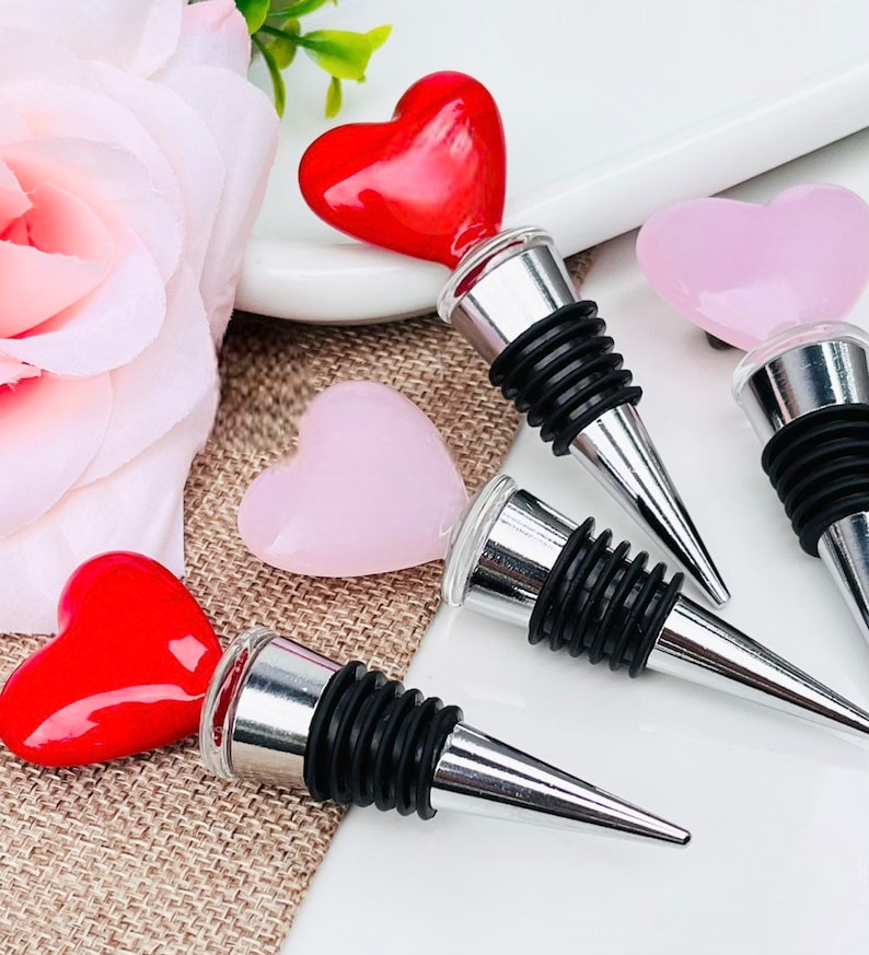 Handcrafted Glass Red Heart Silver Love Wine Stopper Handmade Bottle ...