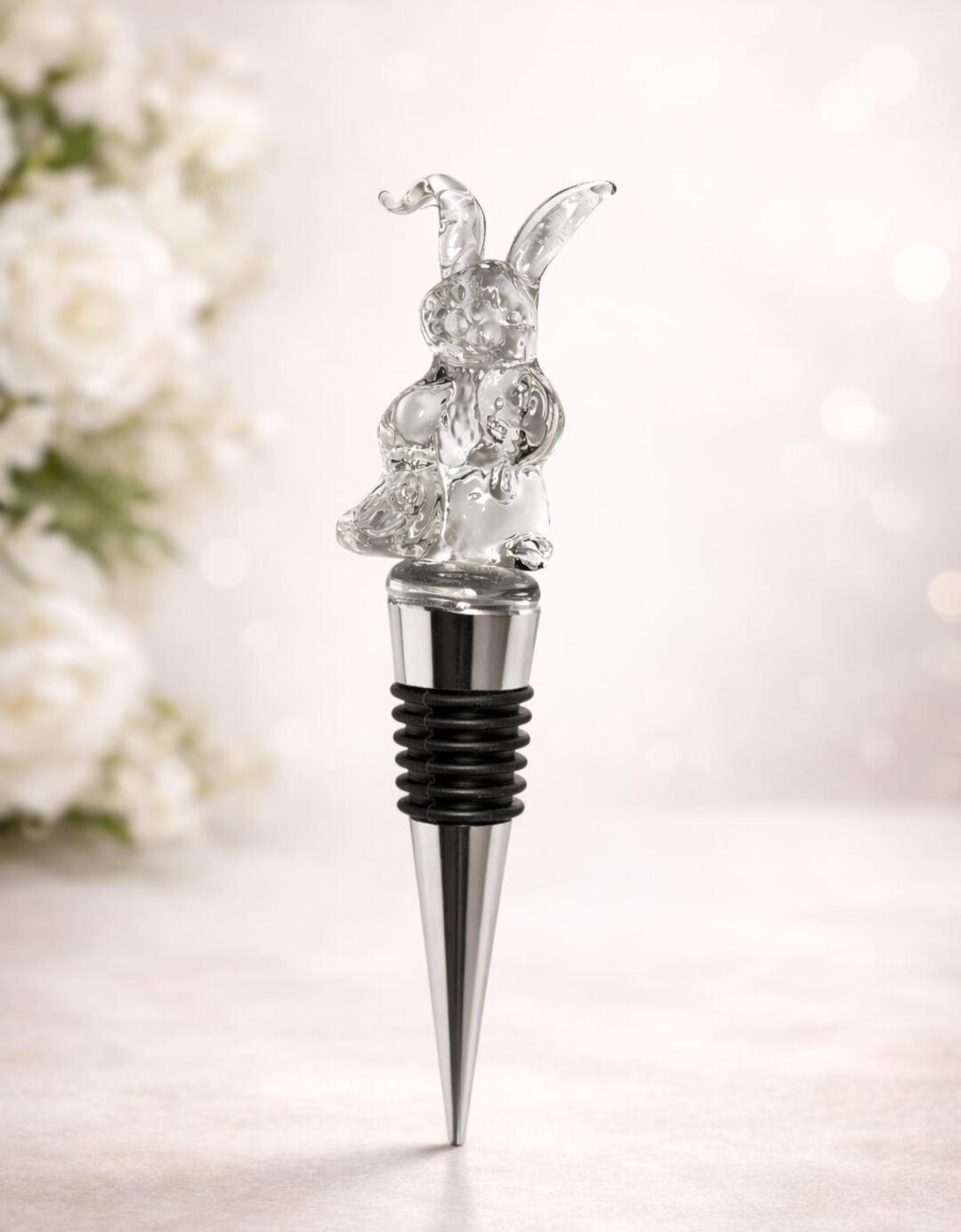 Handcrafted Glass Rabbit Easter Bunny Wine Champagne Bottle Stopper ...
