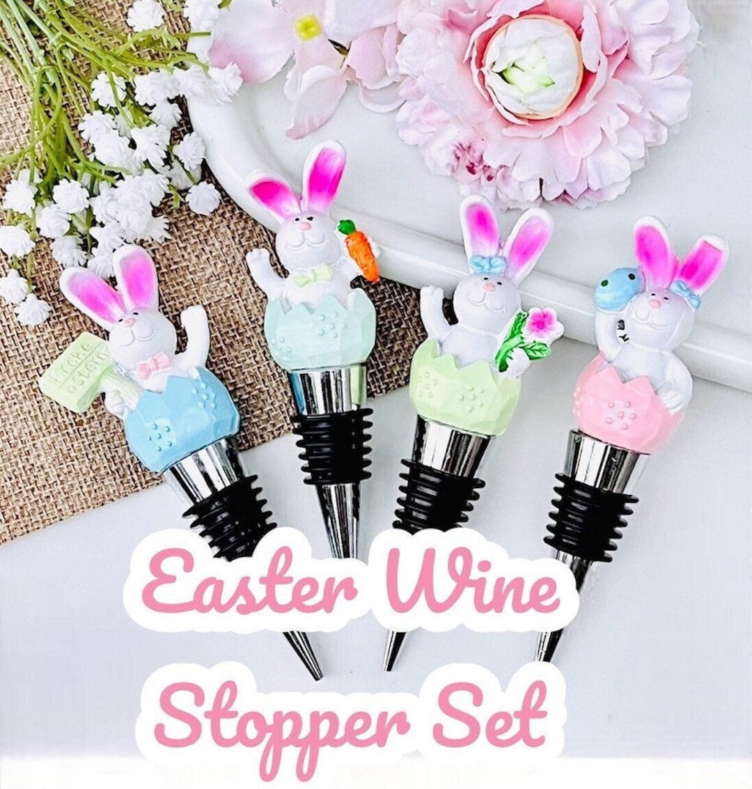 Easter Wine Bunny Rabbit Egg Basket Flower Floral Bottle Stopper ...