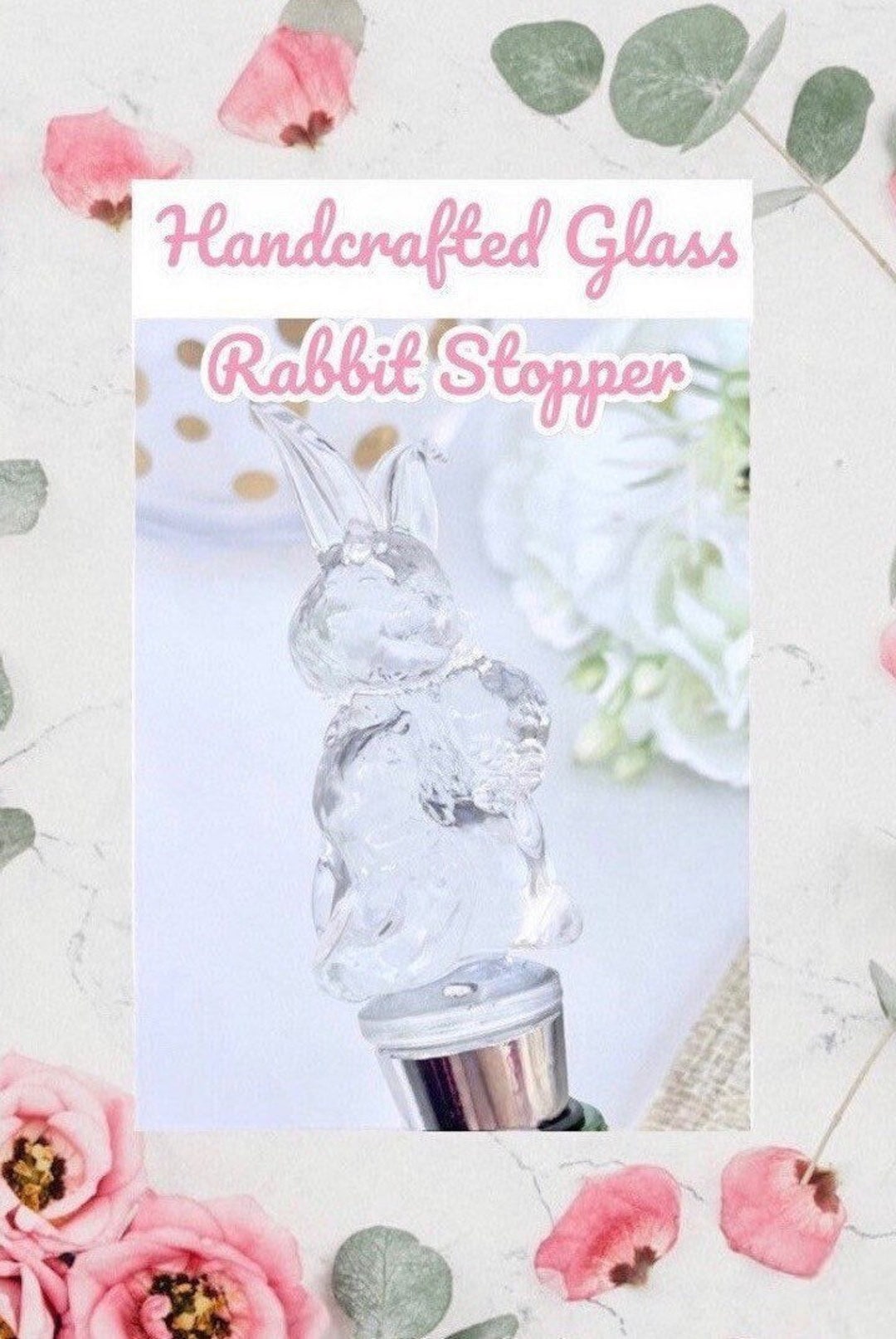 Handcrafted Glass Rabbit Easter Bunny Wine Champagne Bottle Stopper ...