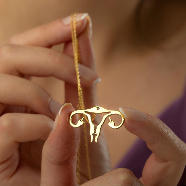 Middle Finger Uterus Necklace Feminist Necklace Pro Choice - Etsy