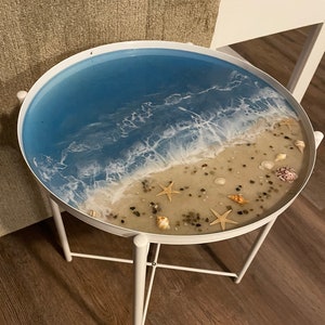 Coastal Beach Ocean End Table, Beach Furniture, Sunroom Furniture ...