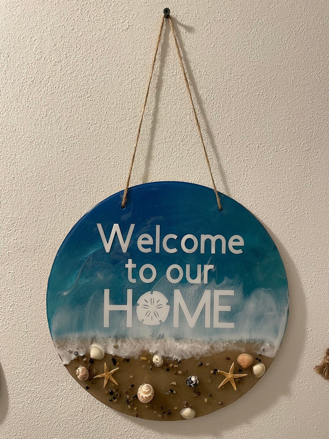 Coastal Welcome Sign, Seashell Beach Decor - Etsy