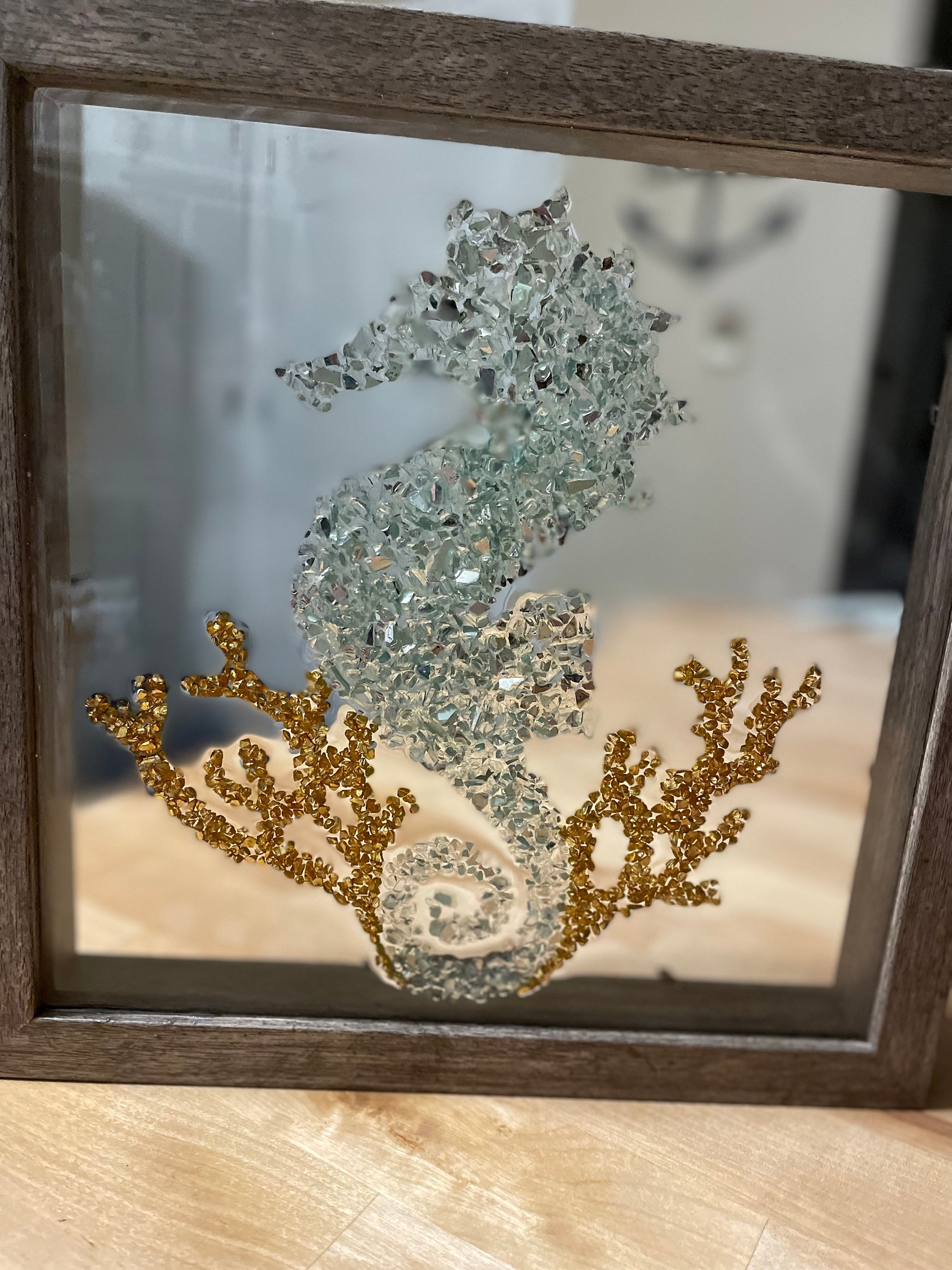 Seahorse Crushed Glass Beach Themed Shadow Box - Etsy
