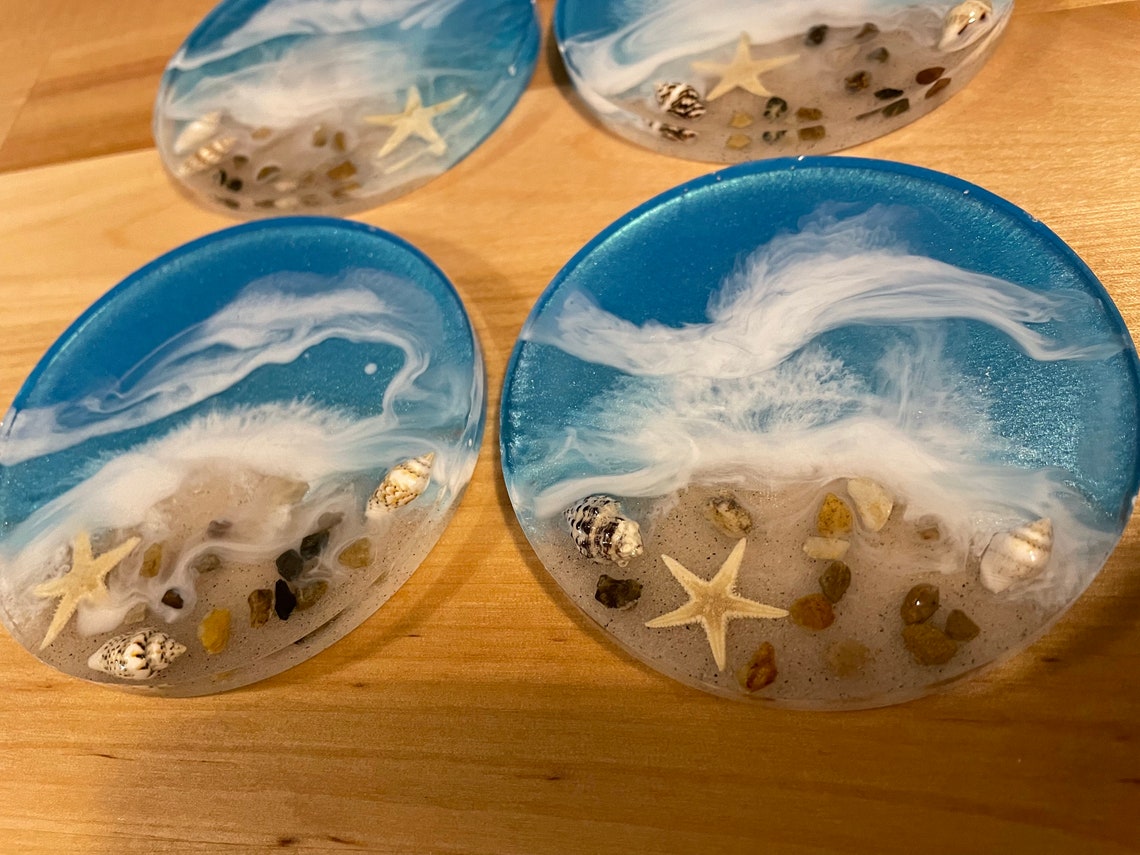 Beach Coasters Ocean Coaster Coastal Decor Housewarming - Etsy