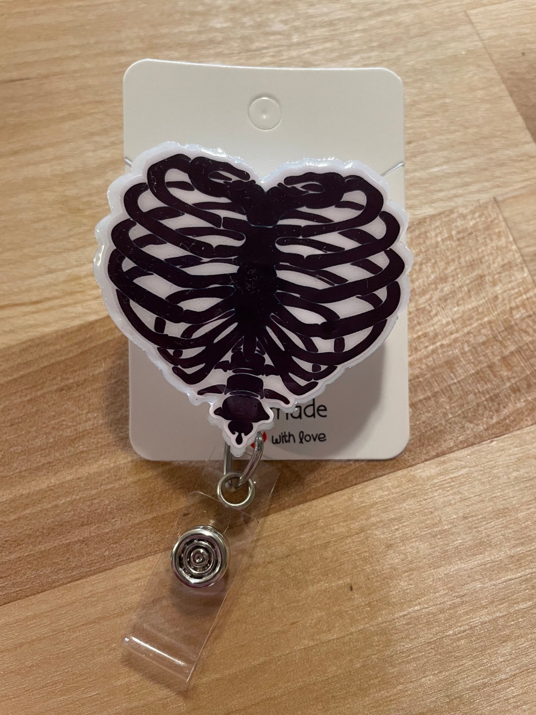 Skeleton Rib Cage Badge Reel, Halloween Badge, Spooky Medical ID Holder ...