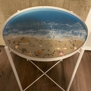 Coastal Beach Ocean End Table, Beach Furniture, Sunroom Furniture ...