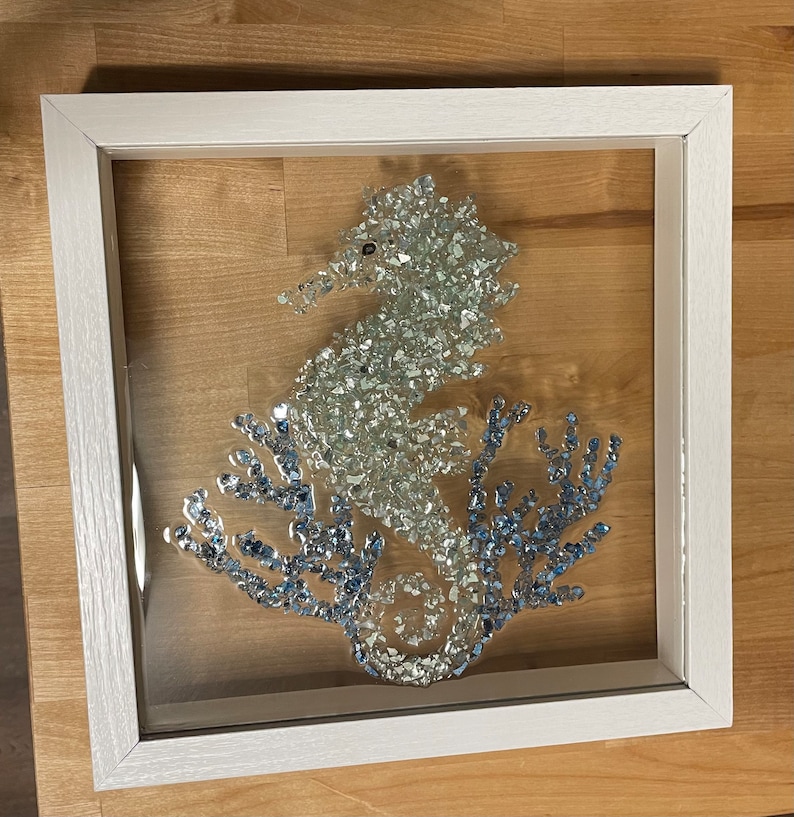 Seahorse Crushed Glass Beach Themed Shadow Box - Etsy