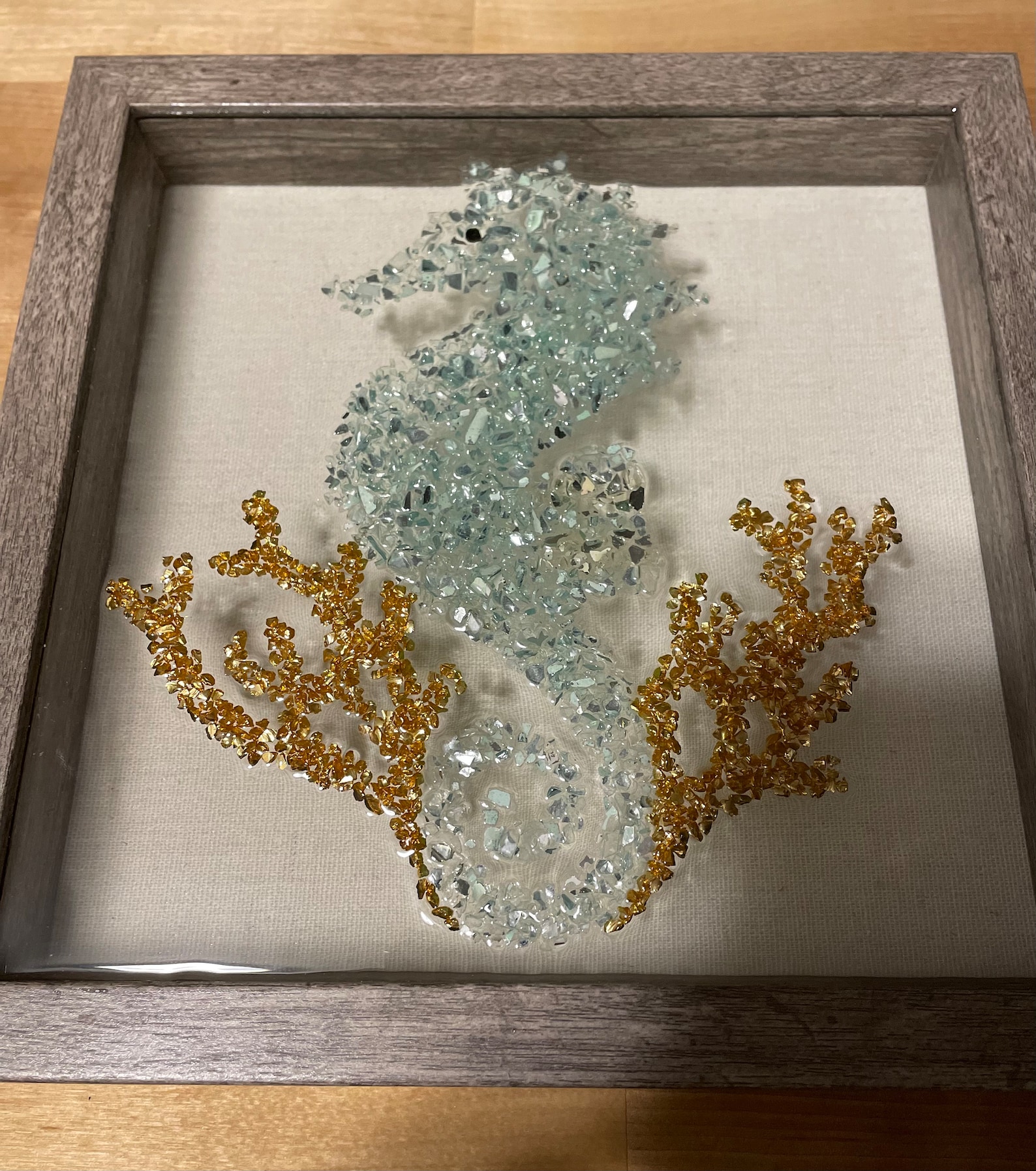 Seahorse Crushed Glass Beach Themed Shadow Box - Etsy