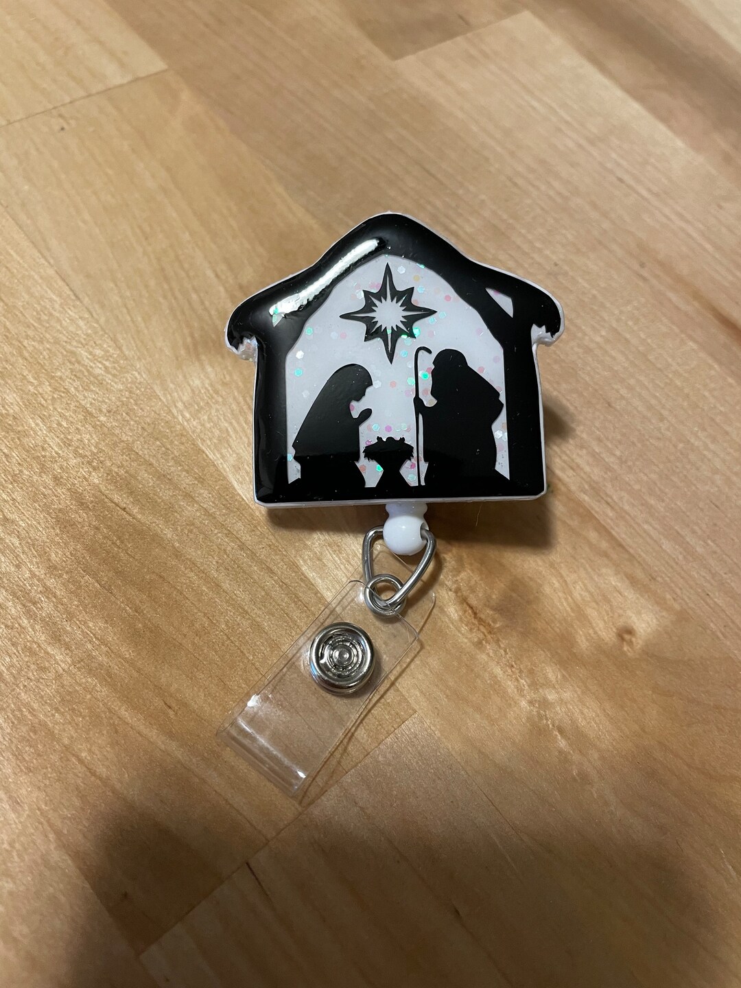Nativity Scene Badge Reel, Christmas Manger Badge Reel, Religious Gift ...