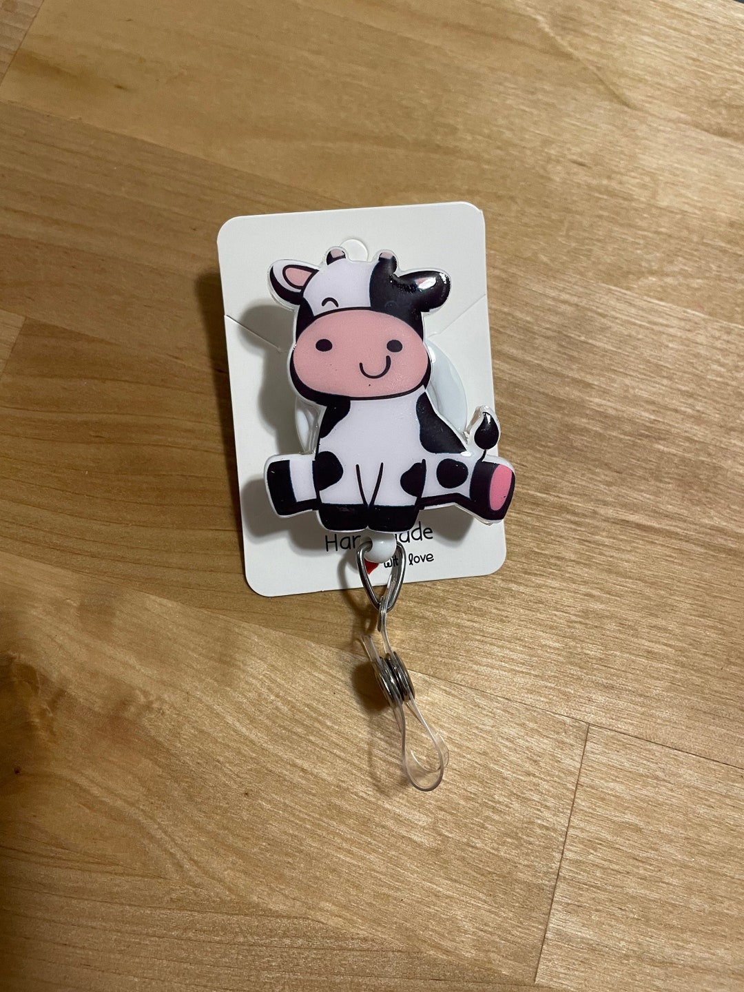 Cute Cow Badge Reel, Farm Animal Badge Reel, Animal Lover Badge Reel ...