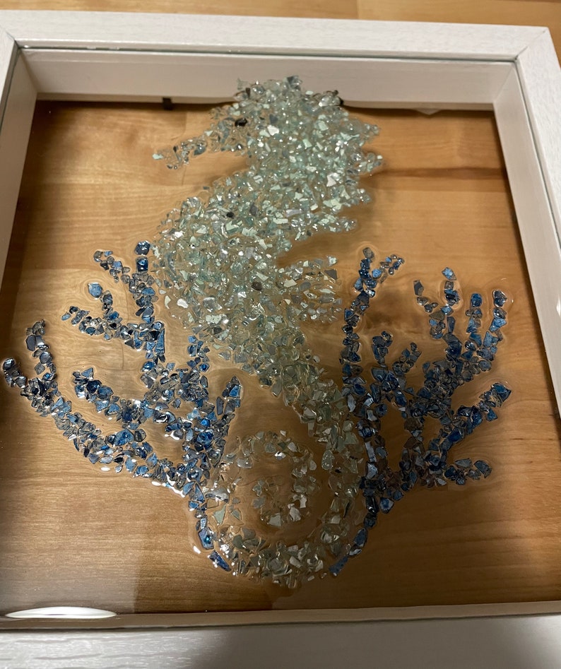 Seahorse Crushed Glass Beach Themed Shadow Box - Etsy