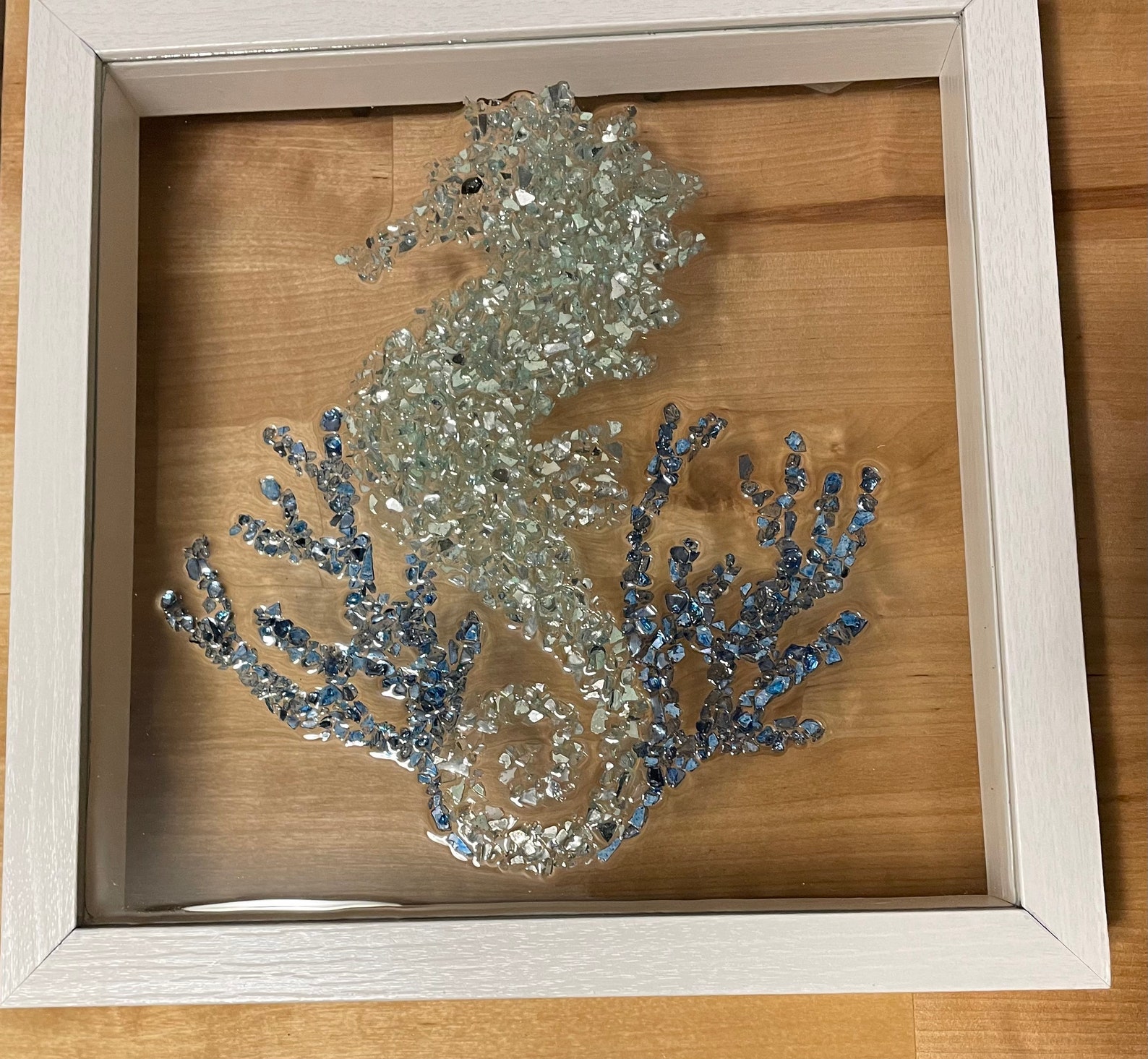 Seahorse Crushed Glass Beach Themed Shadow Box - Etsy