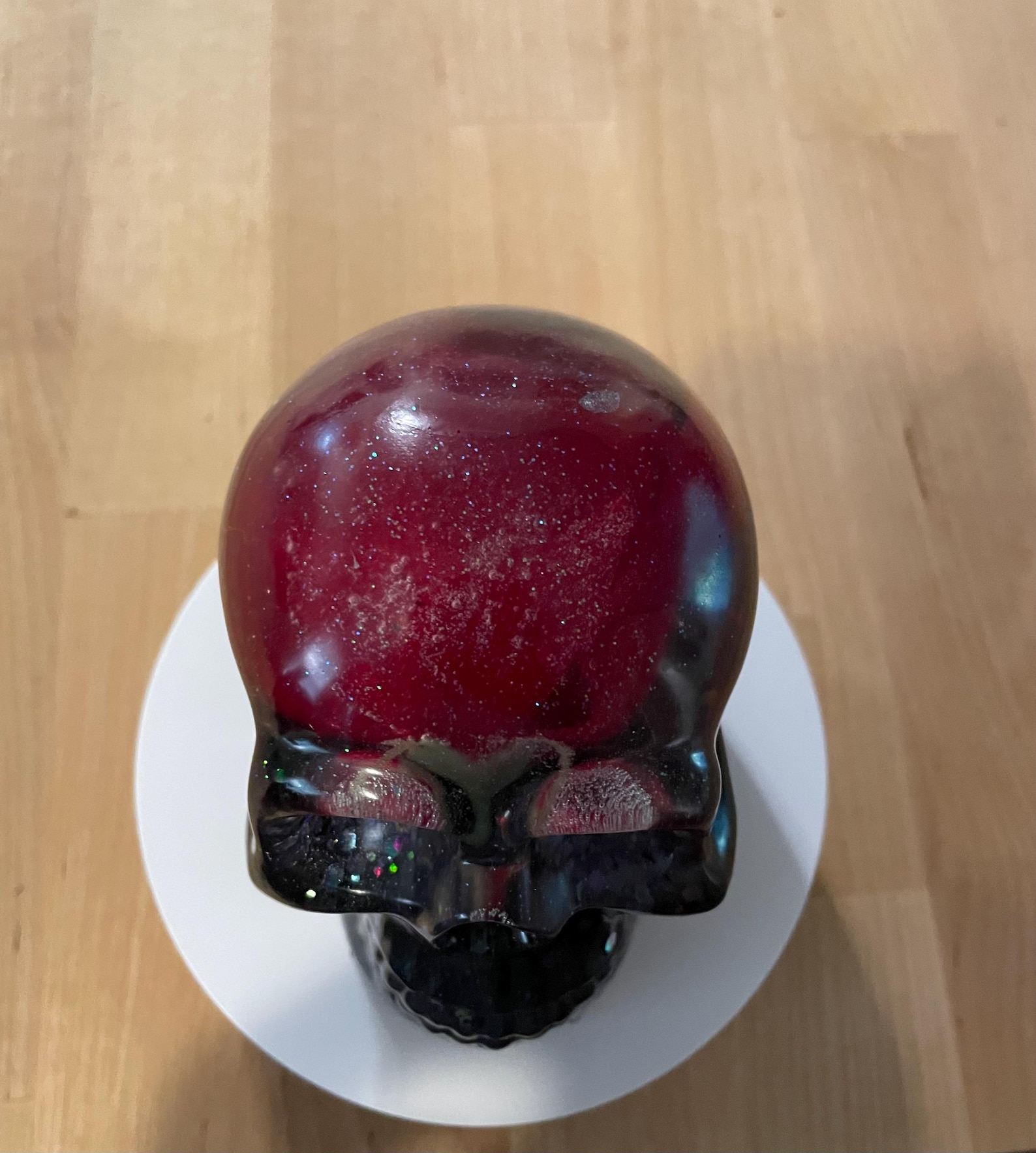 Red Rose Resin Skull, Black Glitter Halloween Decor - Etsy