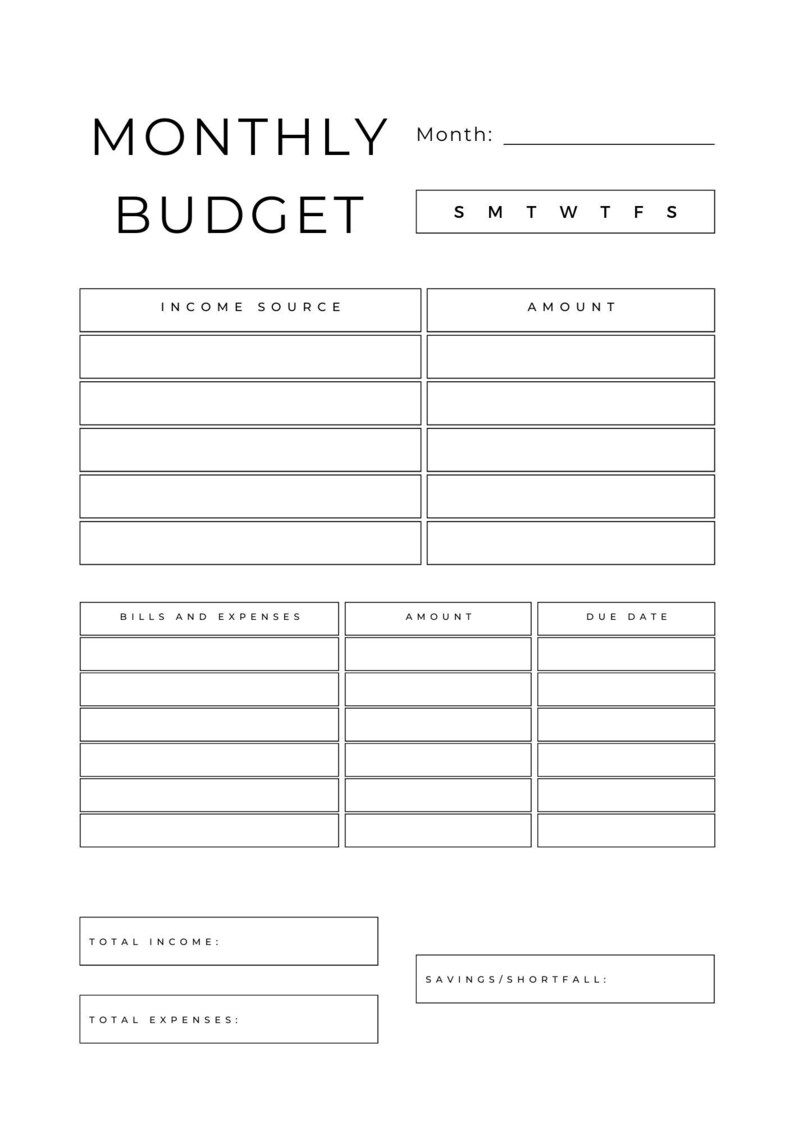Digital Monthly Budget Template Downloadable and Printable - Etsy