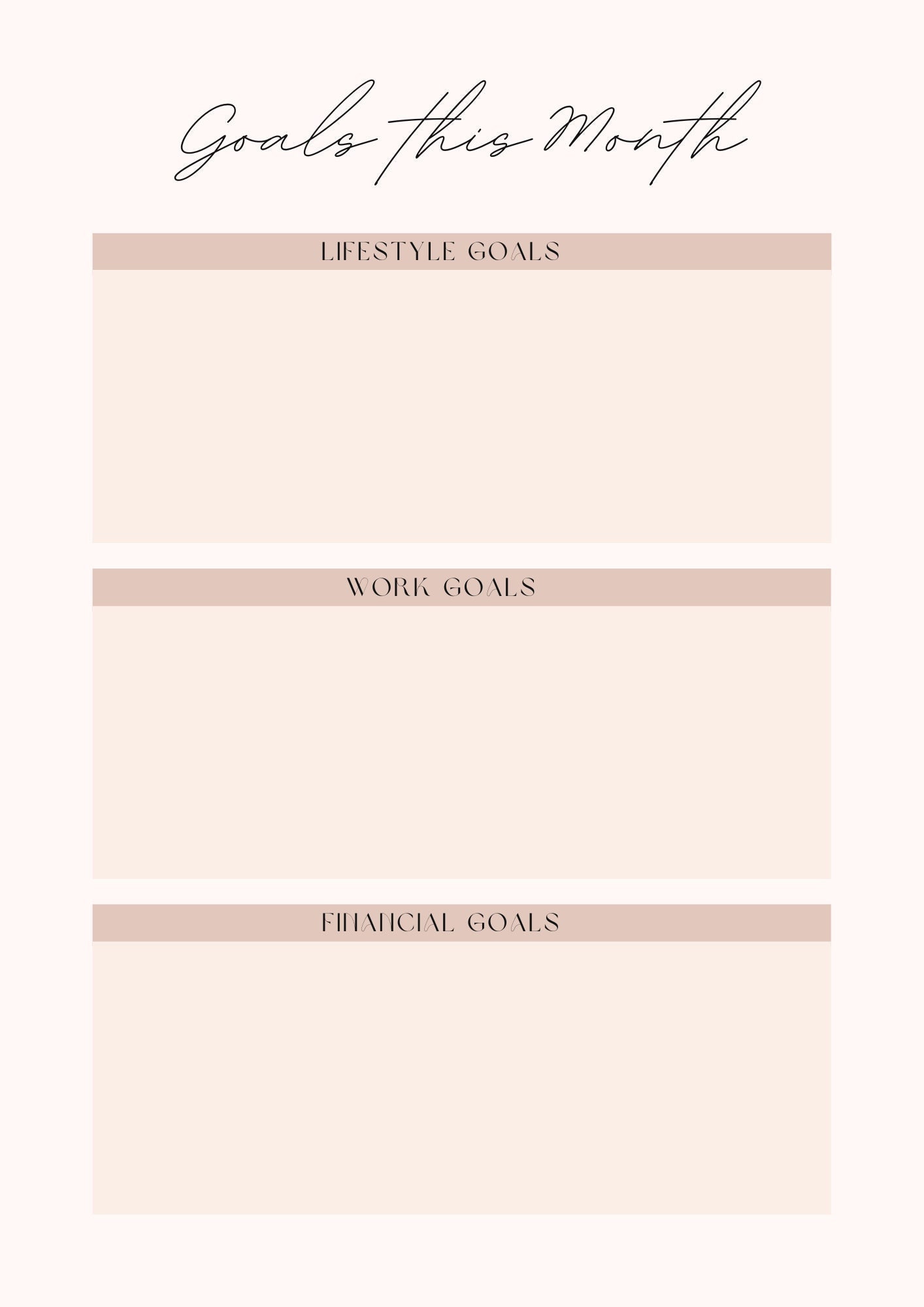 Digital Monthly Goals Template Blush Printable and Downloadable - Etsy