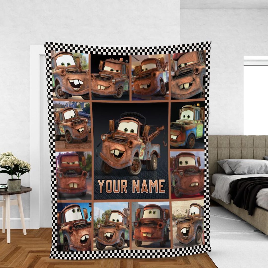 Personalize Disney Car Tow Mater Funny Blanket, Custom Name Disney Cars ...