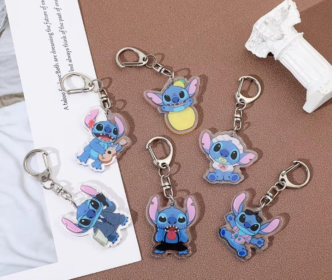 Disney Lilo and Stitch Keychain, Cartoon Figure Stitch Key Ring for ...