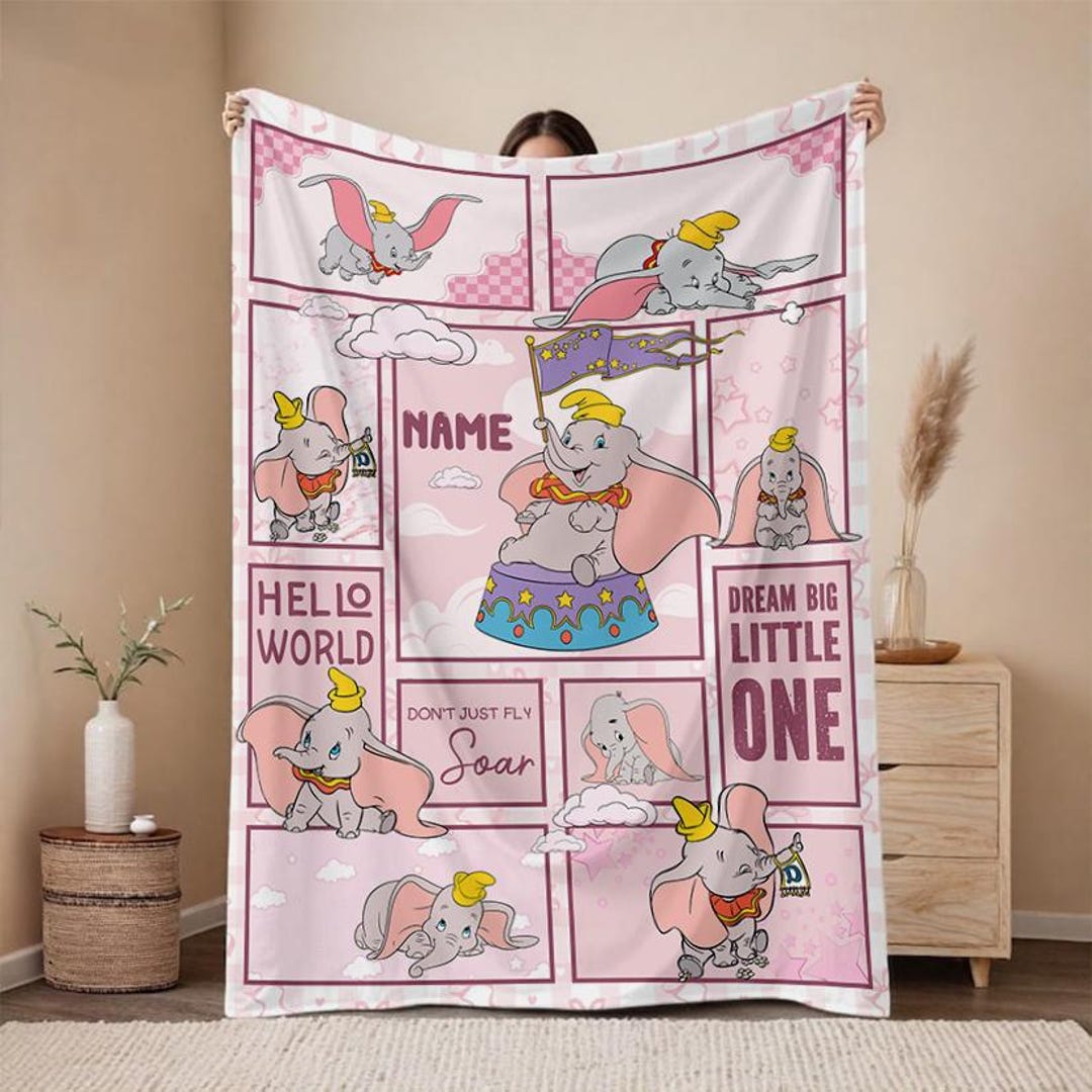Personalized Disney Dumbo Quilt Fleece Blanket, Disney Dumbo Blanket ...