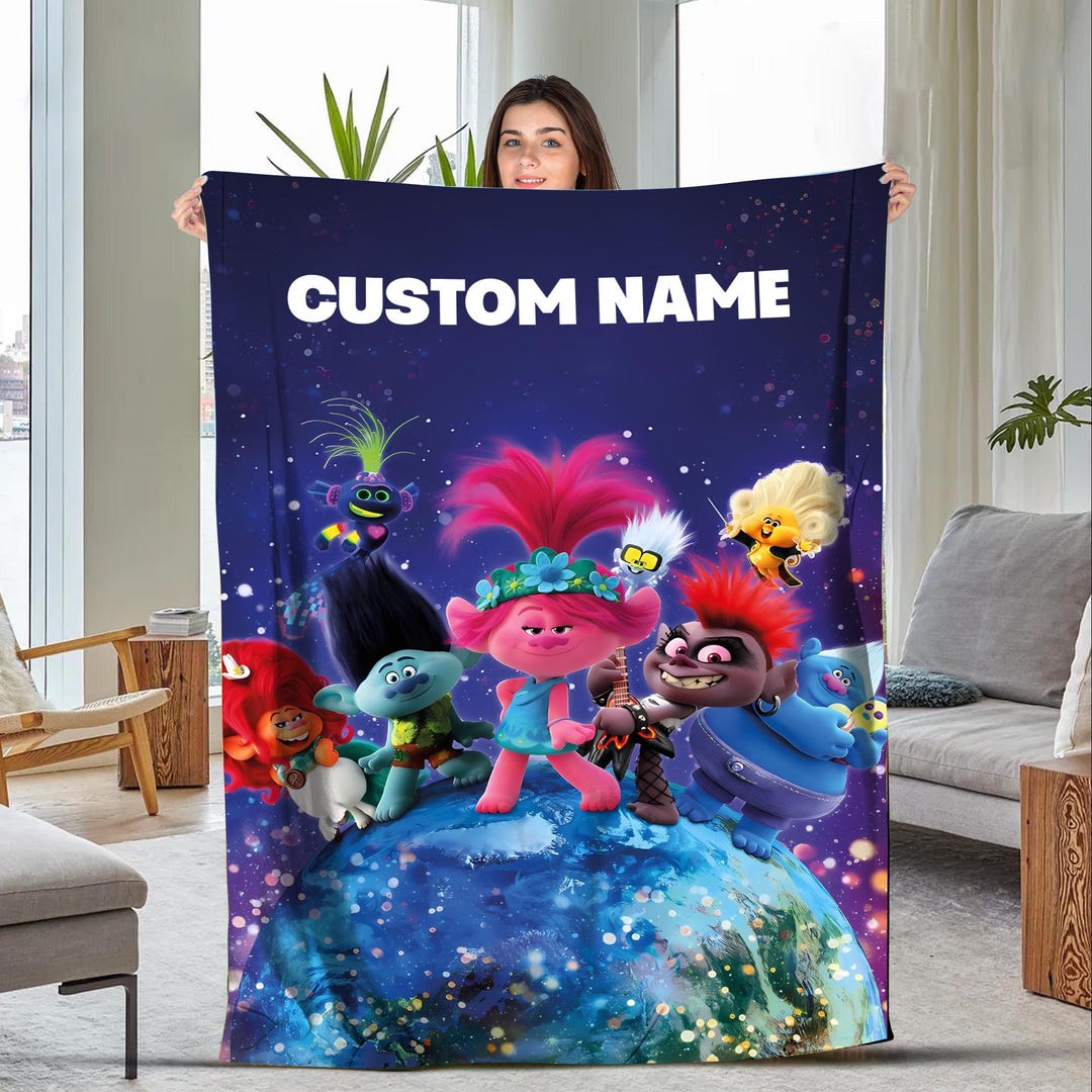 Personalized Princess Poppy Trolls Blanket, Trolls Birthday Girl ...