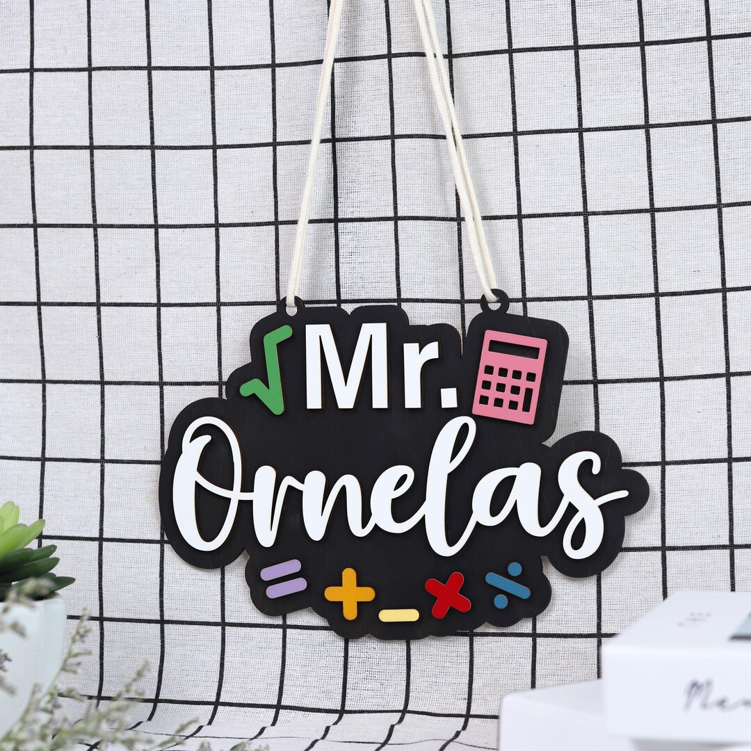 3D Teacher Name Door Sign, Math Class Door Hanger, Personalized Teacher ...