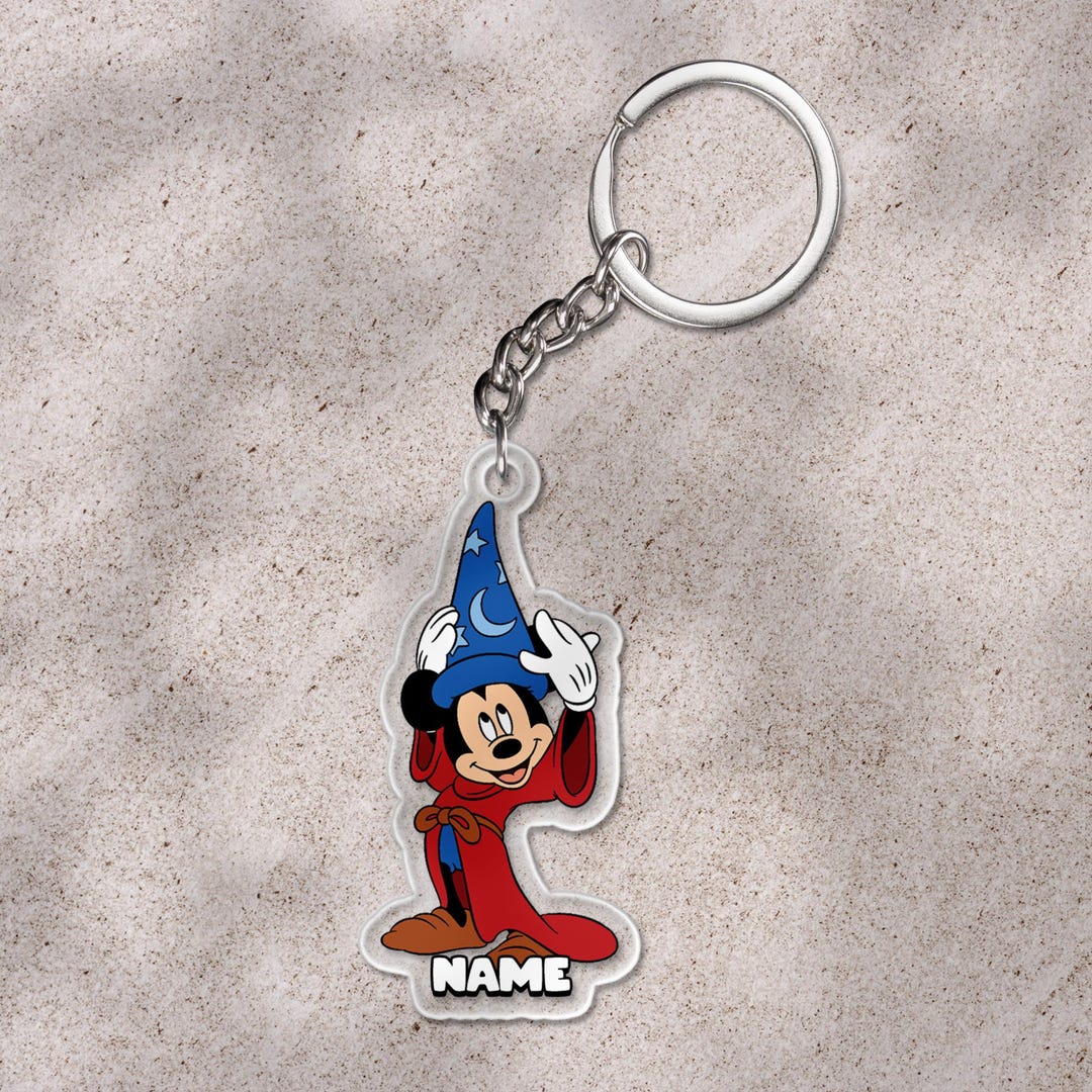 Disney Fantasia Sorcerer Mouse Keychain, Acrylic Wizard Keychain, Magic ...