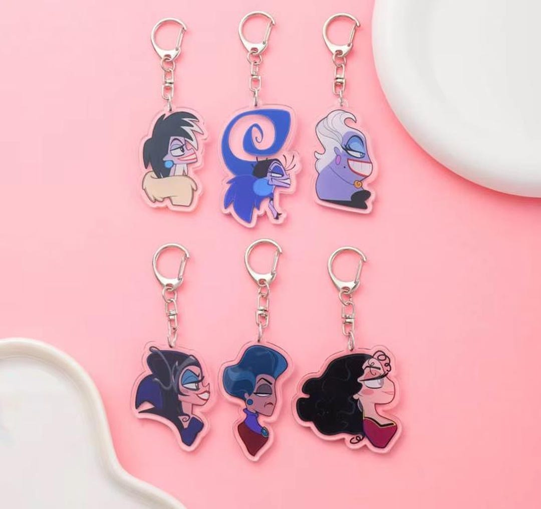 Disney Villains Anime Acrylic Keychain Accessaries Cartoon Funny Bag ...