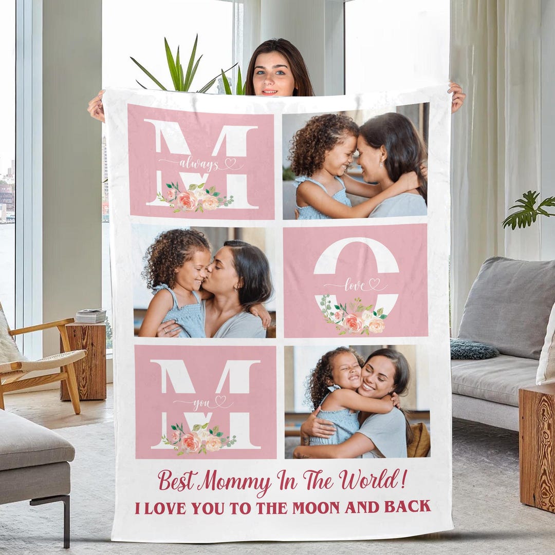 Personalized Photo Blanket/mom Are the Heart of Our Family/mothers Day ...