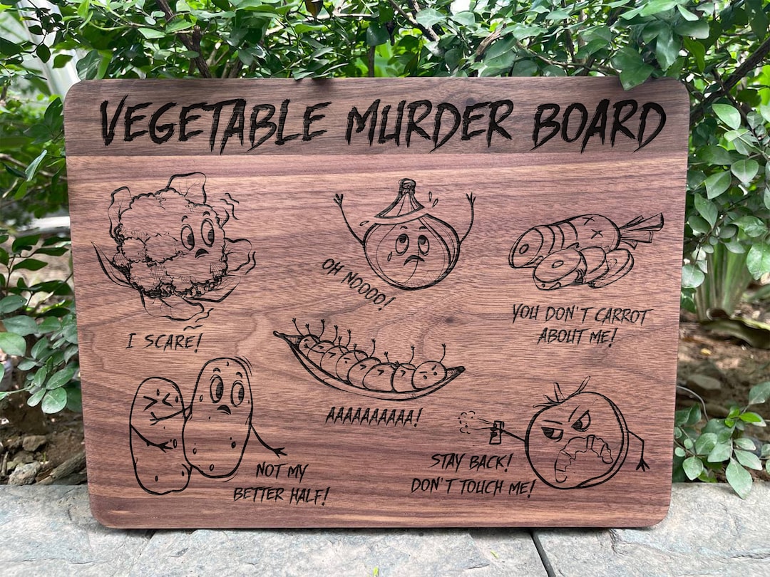Vegetable Murder Cutting Board, Laser Engraved, Funny Humorous Wooden ...