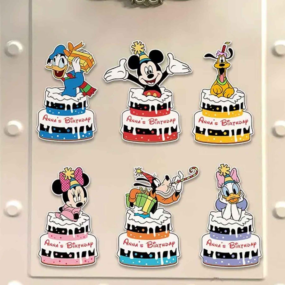 Custom Disney Birthday Cake Magnet, Mickey and Friends Birthday Magnet ...