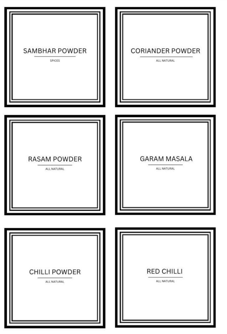 Spice Labels | Tamil | Minimal | Modern | Pantry Labels | Organization ...