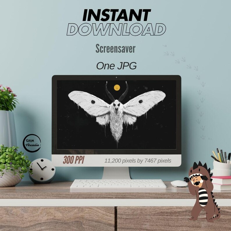 Moth Printable Download Gothic Bug JPG Insect Computer Wallpaper Black ...