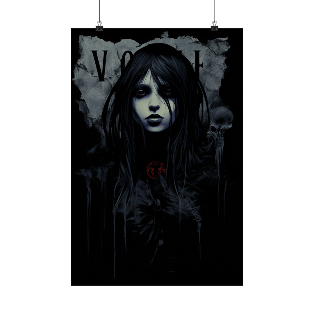 Gothic Fashion Print. Goth Magazine Cover Poster. Dark Moody Wall Art ...
