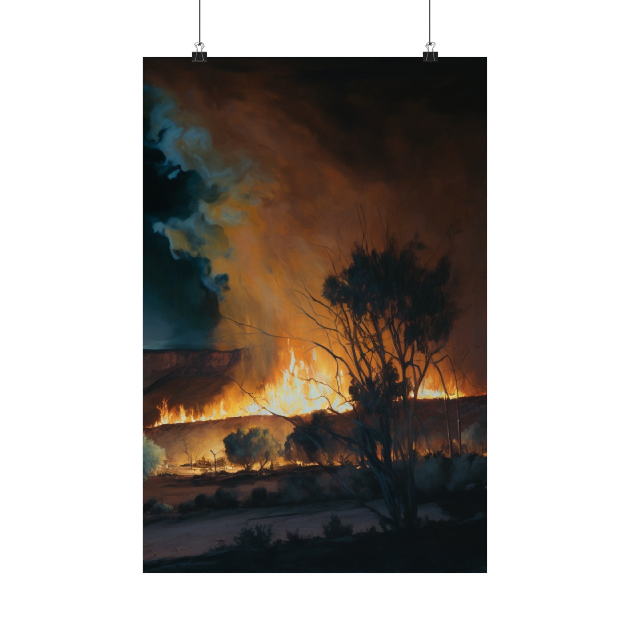 Forest Fire Print: Two Sizes, Burning Bush Wall Art, Fiery Nature ...