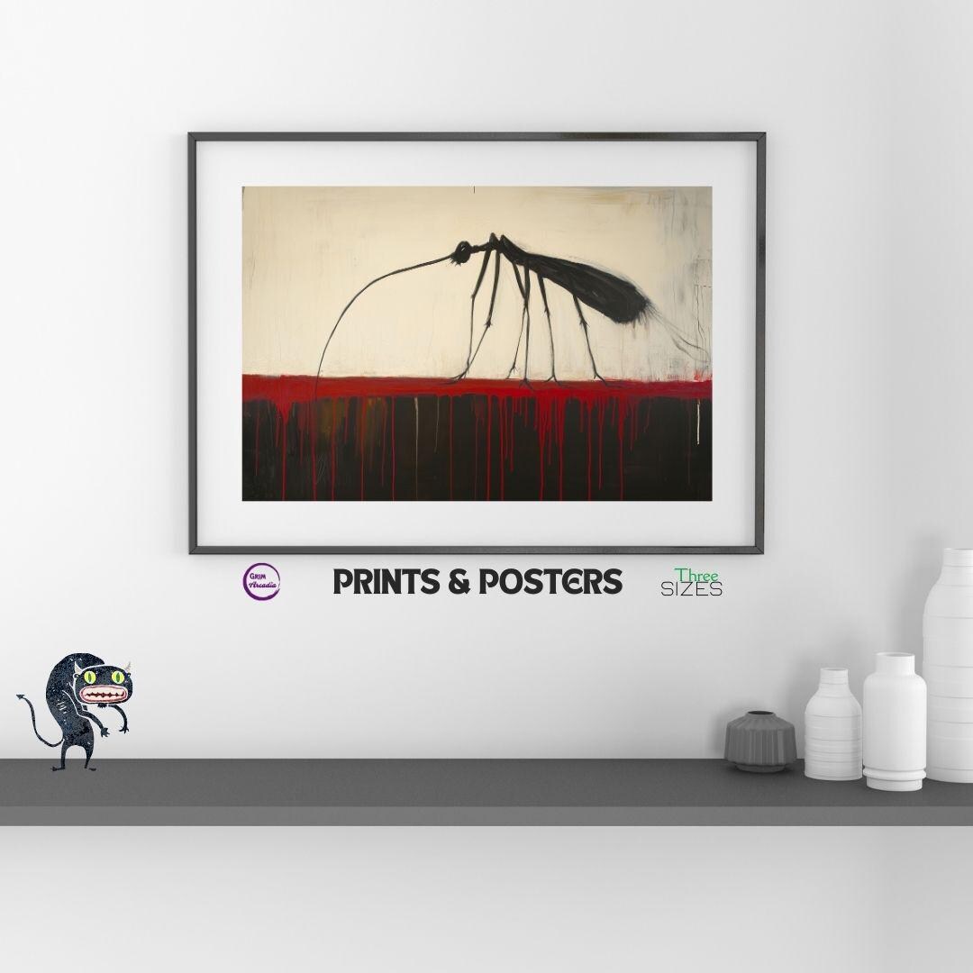 Mosquito Art Print - Unframed Bug Poster - Bloody Original Art Print ...