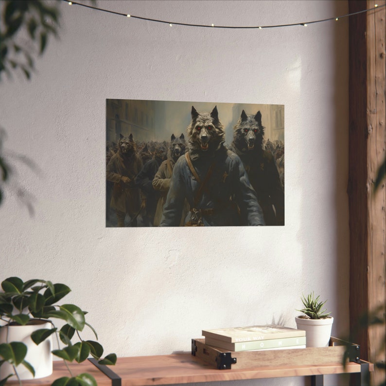 WW2 Wolf Print. Mythological Fantasy Painting. Vintage Werewolf Poster ...