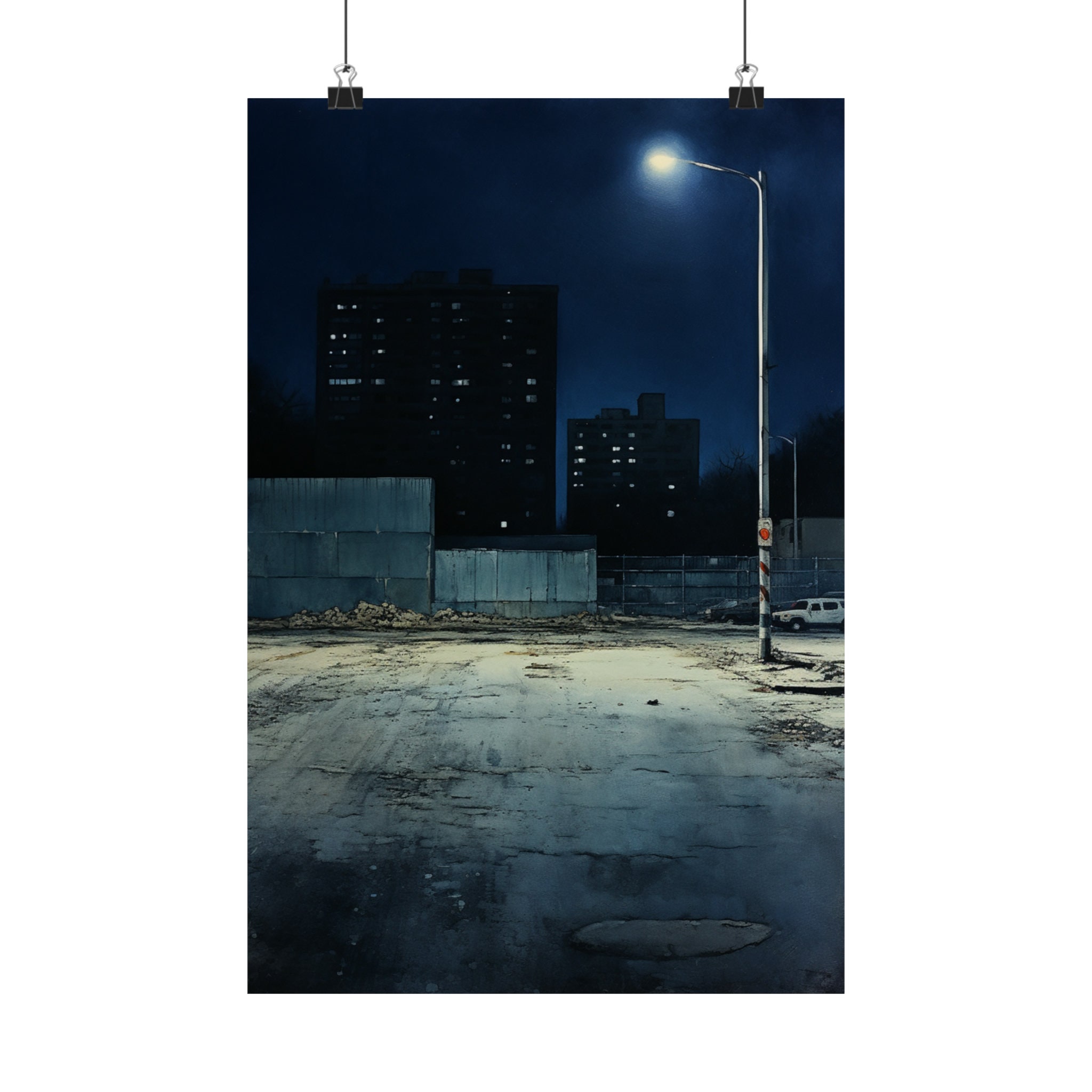 Parking Lot Painting Print. Liminal Space Wall Art. Night Cityscape ...