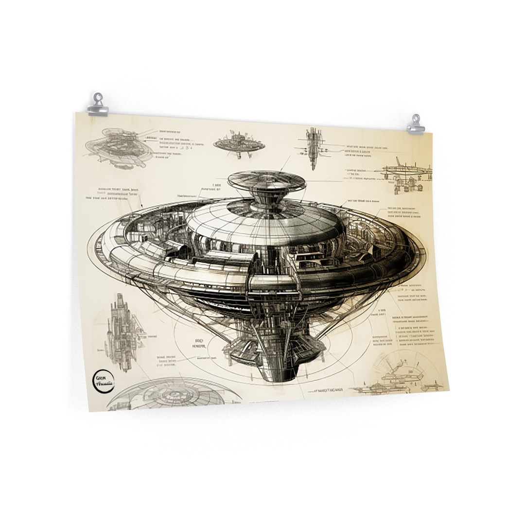 Flying Saucer Poster, Premium Matte UFO Poster, Vintage Style Art for ...