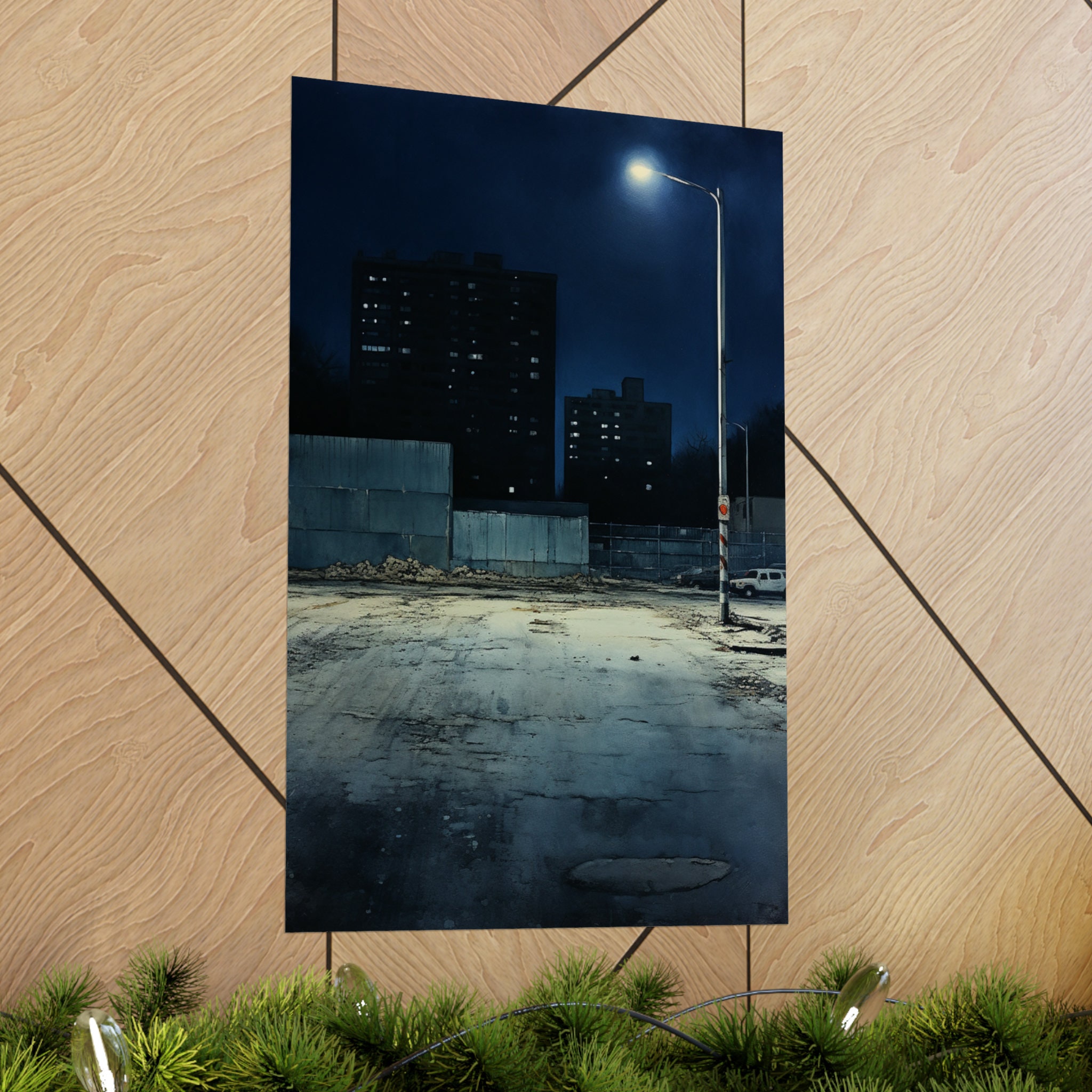 Parking Lot Painting Print. Liminal Space Wall Art. Night Cityscape ...
