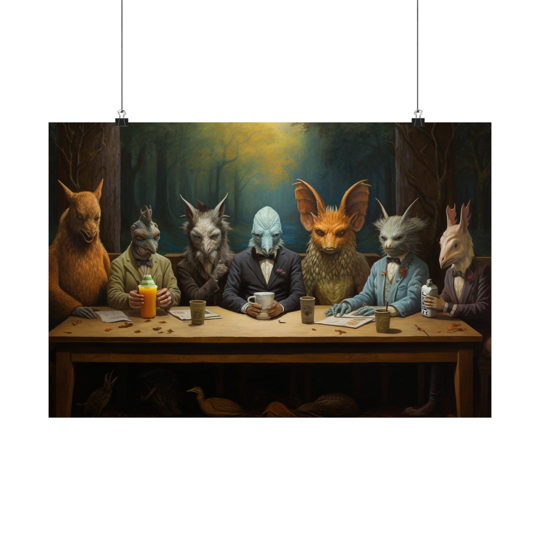 Cryptid Dinner Print in 2 Sizes. Cute Monsters Poster. Gift for Horror ...