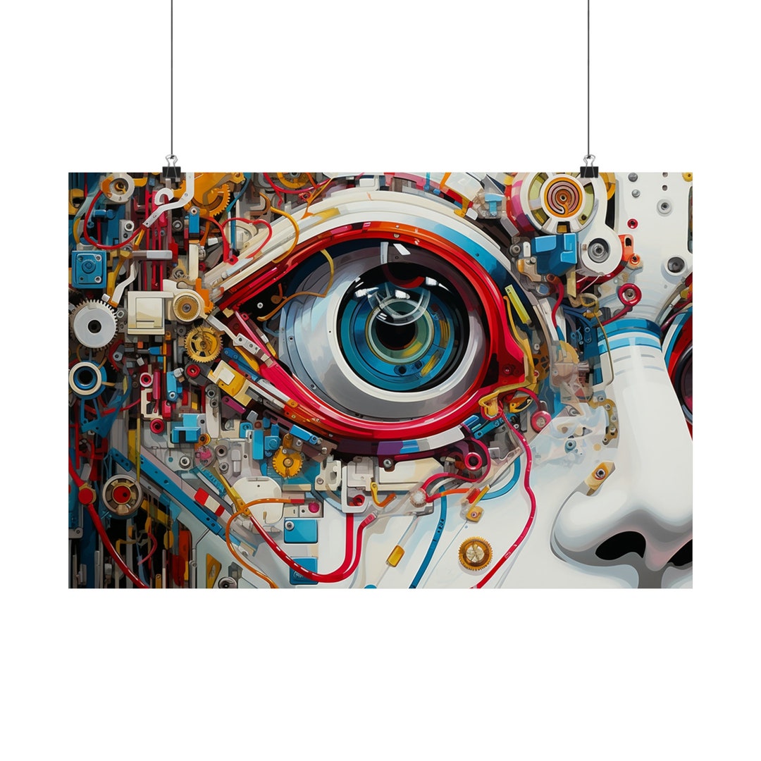 Colorful Robot Eye Print. Cyborg Painting Poster in 2 Sizes. Unique ...